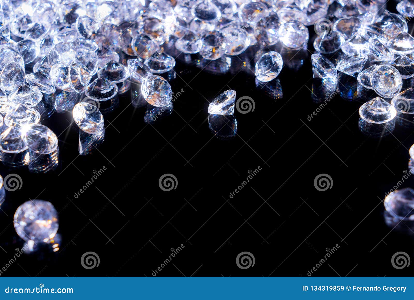 Shiny Diamonds on a Black Background Stock Image - Image of bright ...