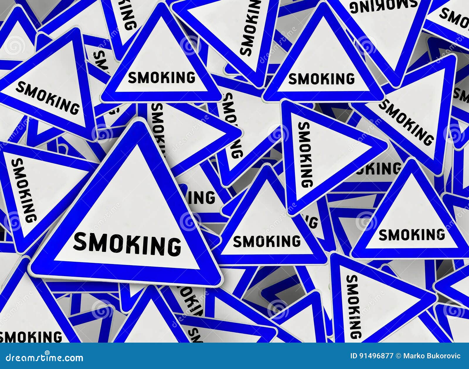 A Lot of Smoking Triangle Road Sign Stock Illustration - Illustration ...