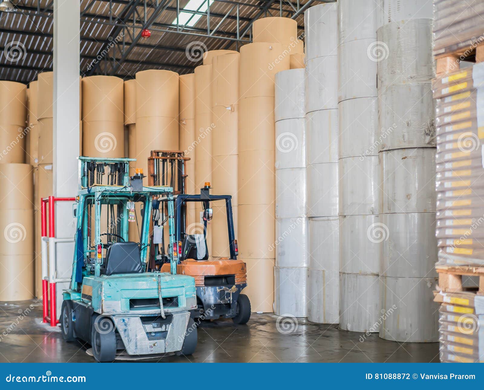 A lot of spools of paper. stock photo. Image of machinery - 81088872