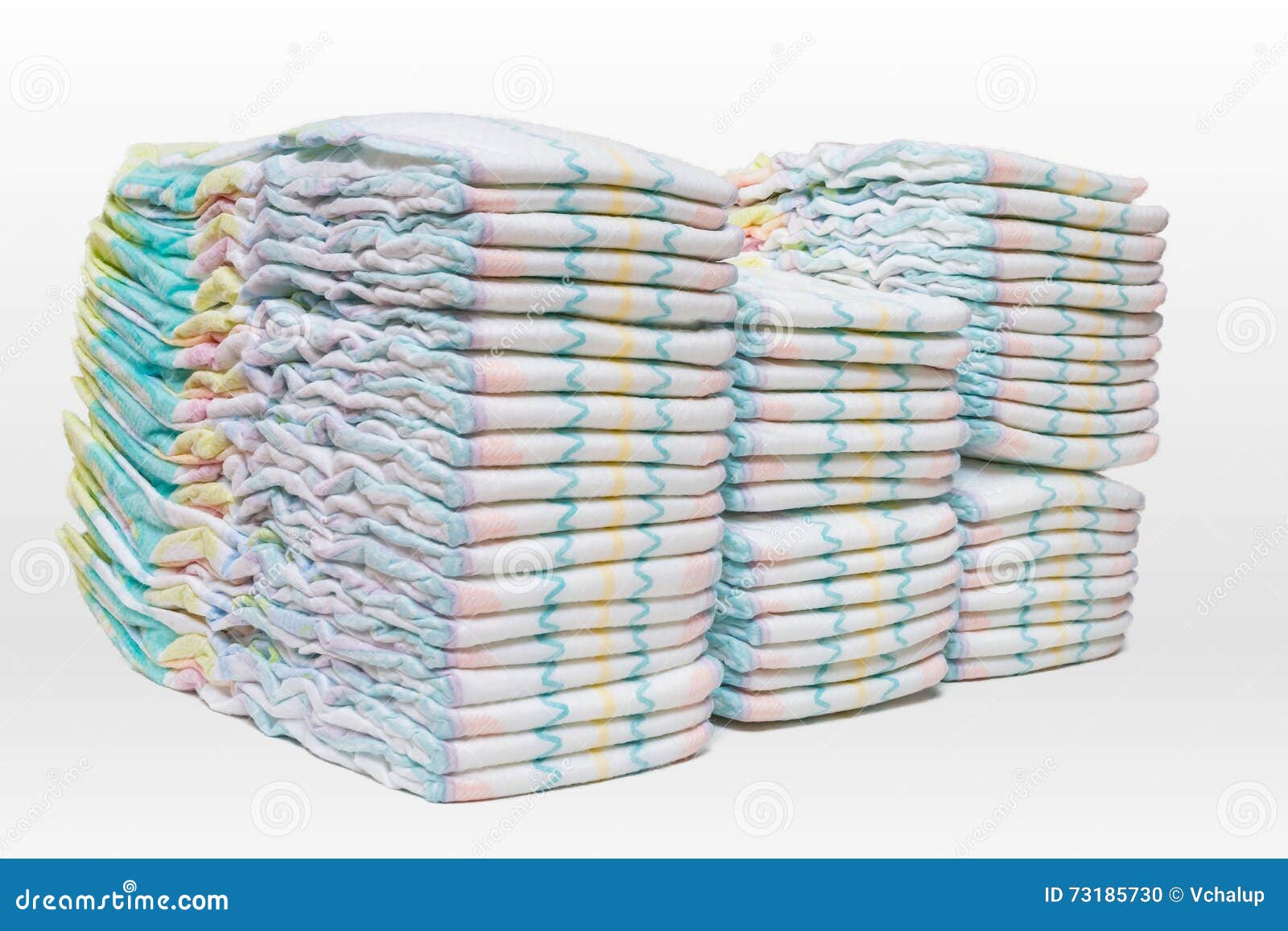 A Lot Of Stacked Diapers On White Background Stock Image ...
