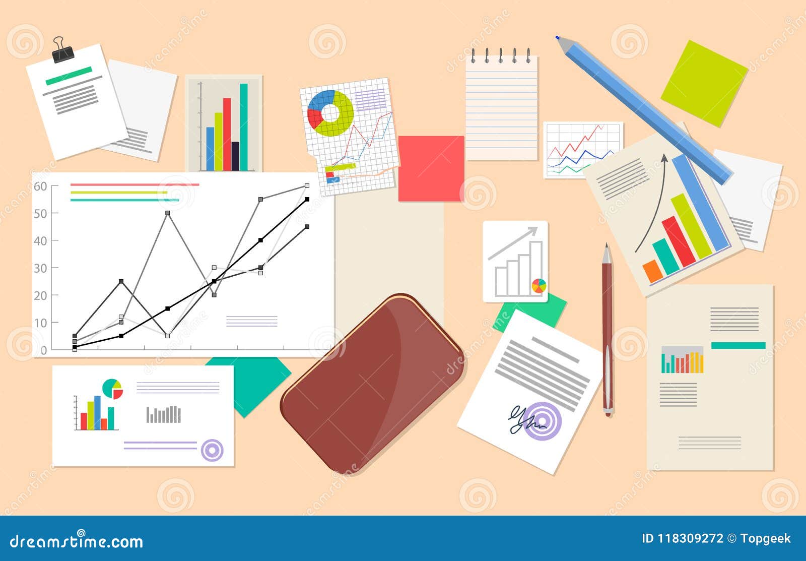 Lot of Statistic and Analytics Data, Vector Poster Stock Vector ...
