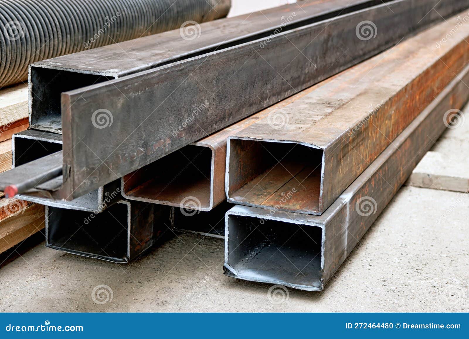 A Lot of Steel Channels for Construction Lies on the Construction Site ...