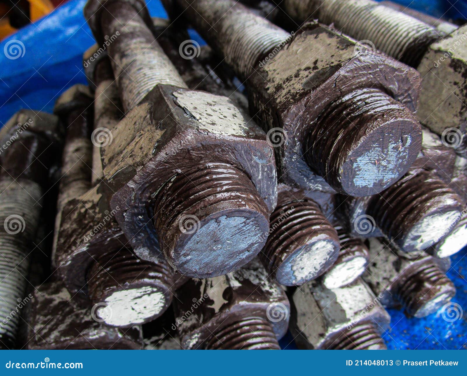 A Lot of Stud Bolt Greasing and Standby for Reconnect Stock Image ...