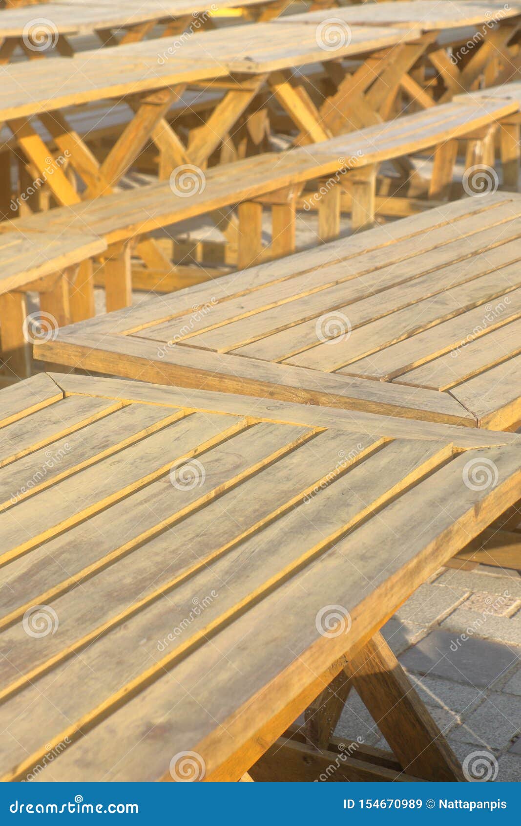 A lot of tables stock image. Image of dining, wooden - 154670989