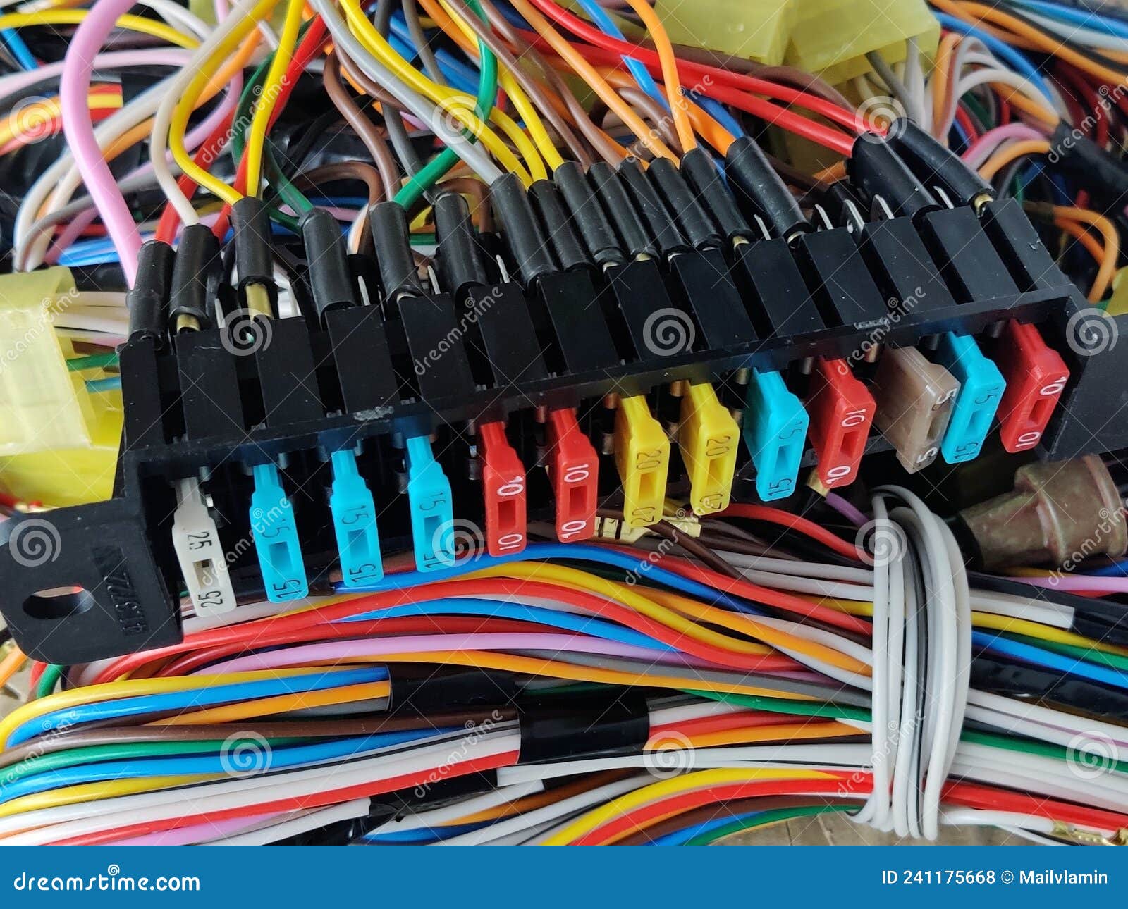 A Lot of Tangled Multi-colored Electrical Wires with Different ...