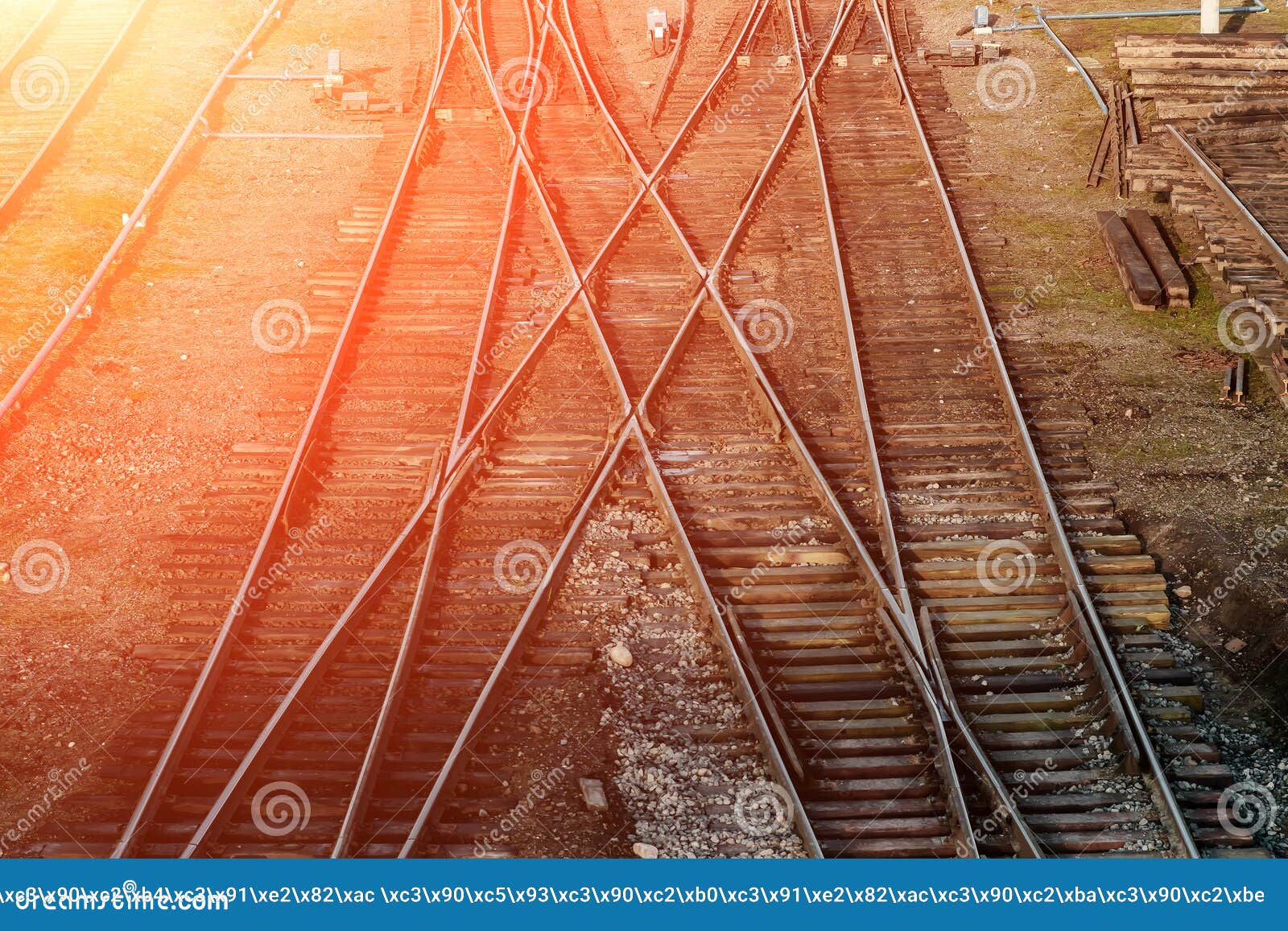 A Lot of Tangled Rail Rails, Top View. Sort Facility Stock Photo ...