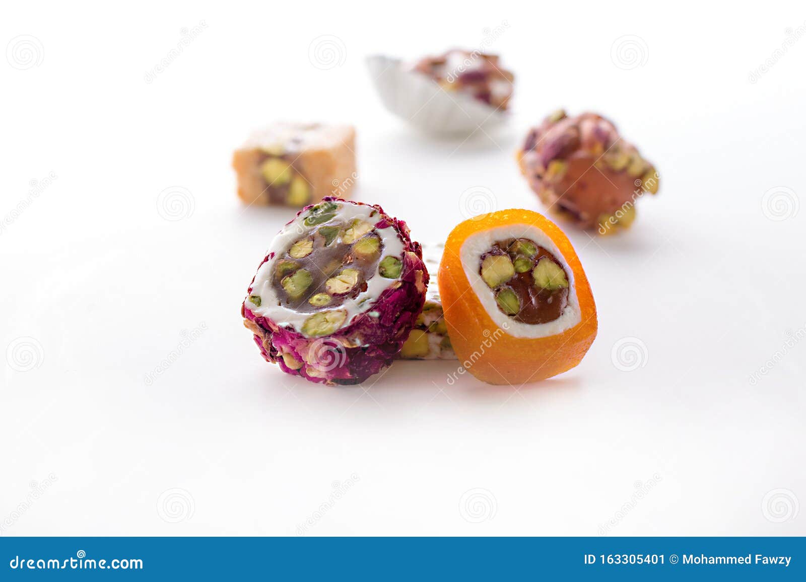 A Lot of Turkish Delight on White Background Stock Image - Image of ...