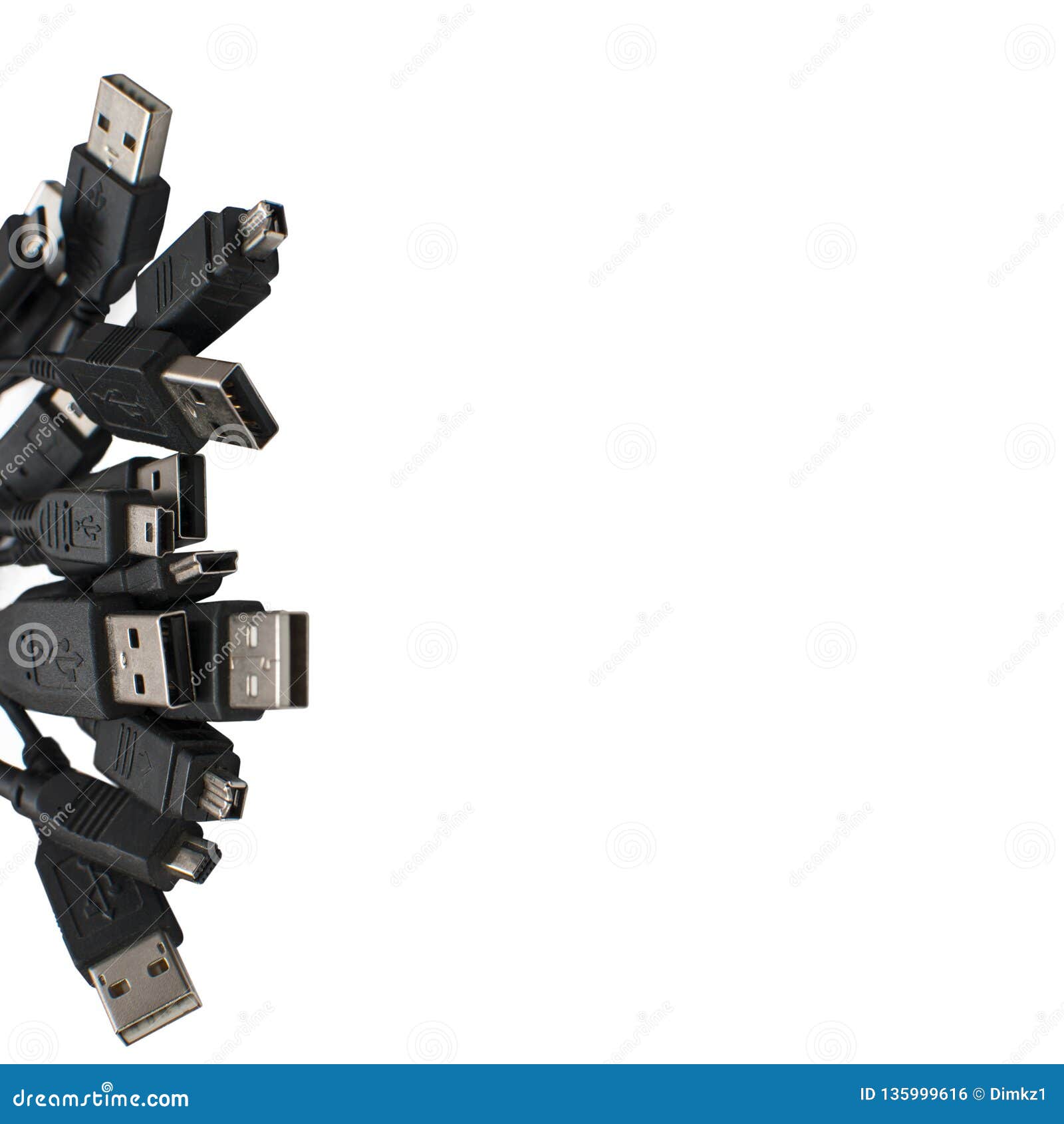Several USB plugs stock photo. Image of video, equipment - 135999616