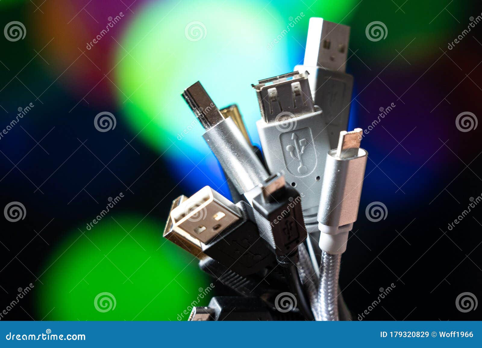 A Lot of Usb Wires. a Bunch of Wires on a Colored Background Stock ...