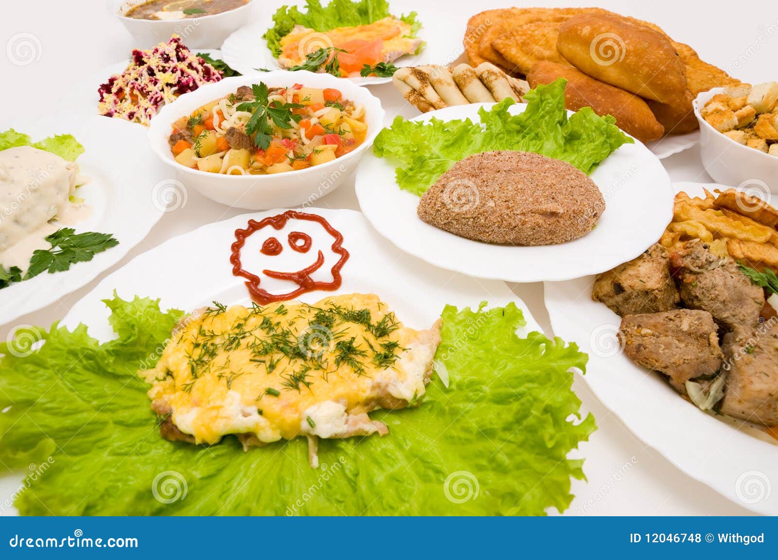 Lot of various dishes stock photo. Image of laid, food - 12046748