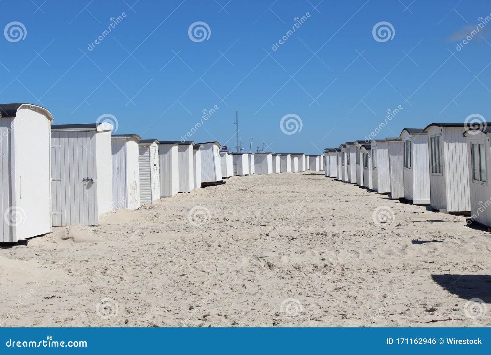 Lot of White Cabins on the Lokken, Denmark Stock Photo - Image of built ...