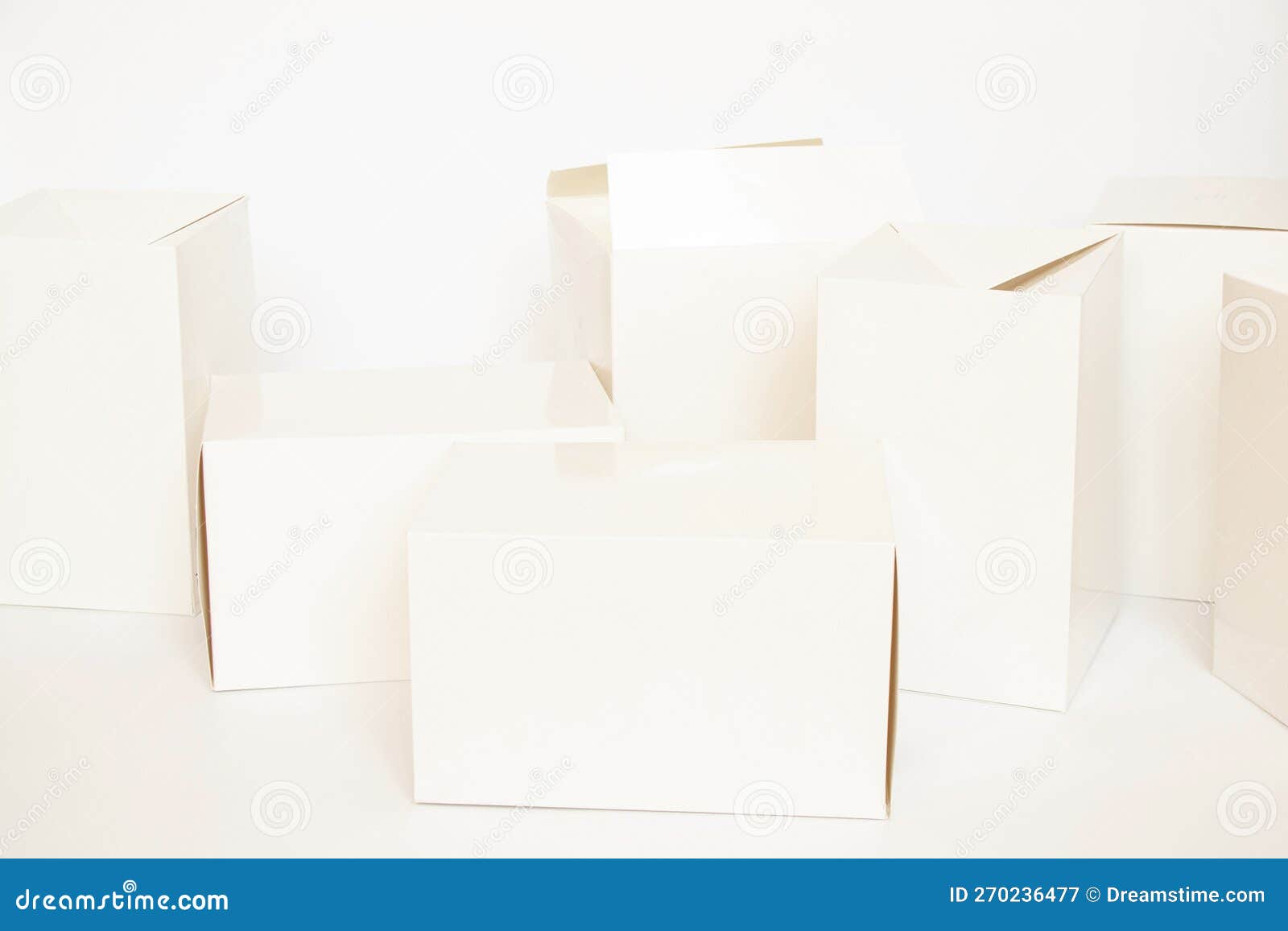 A Lot of White Empty Boxes on a White Background, Boxes for Packaging ...