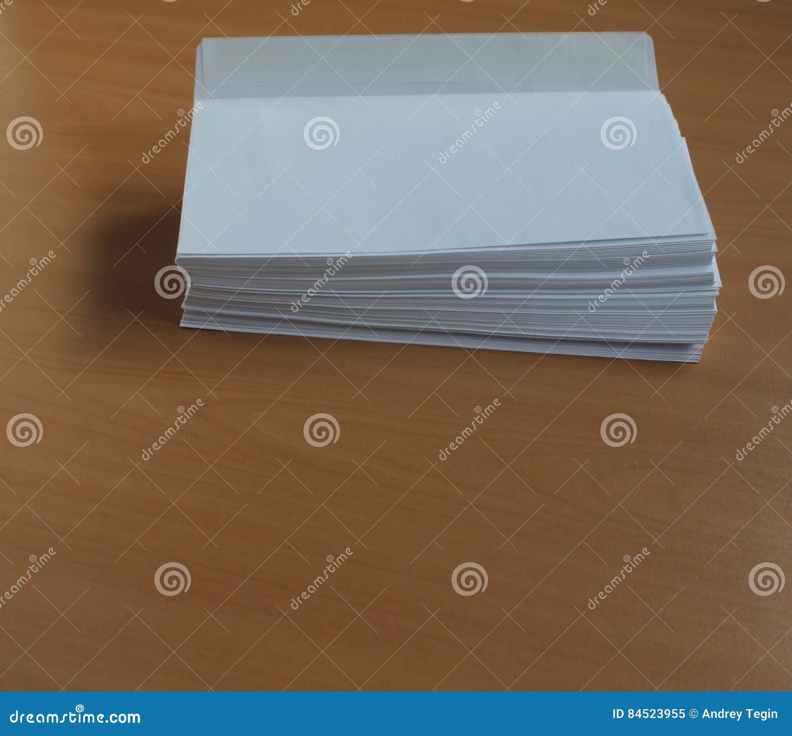 A Lot of White Envelopes on a Wooden Table Stock Image - Image of mail ...