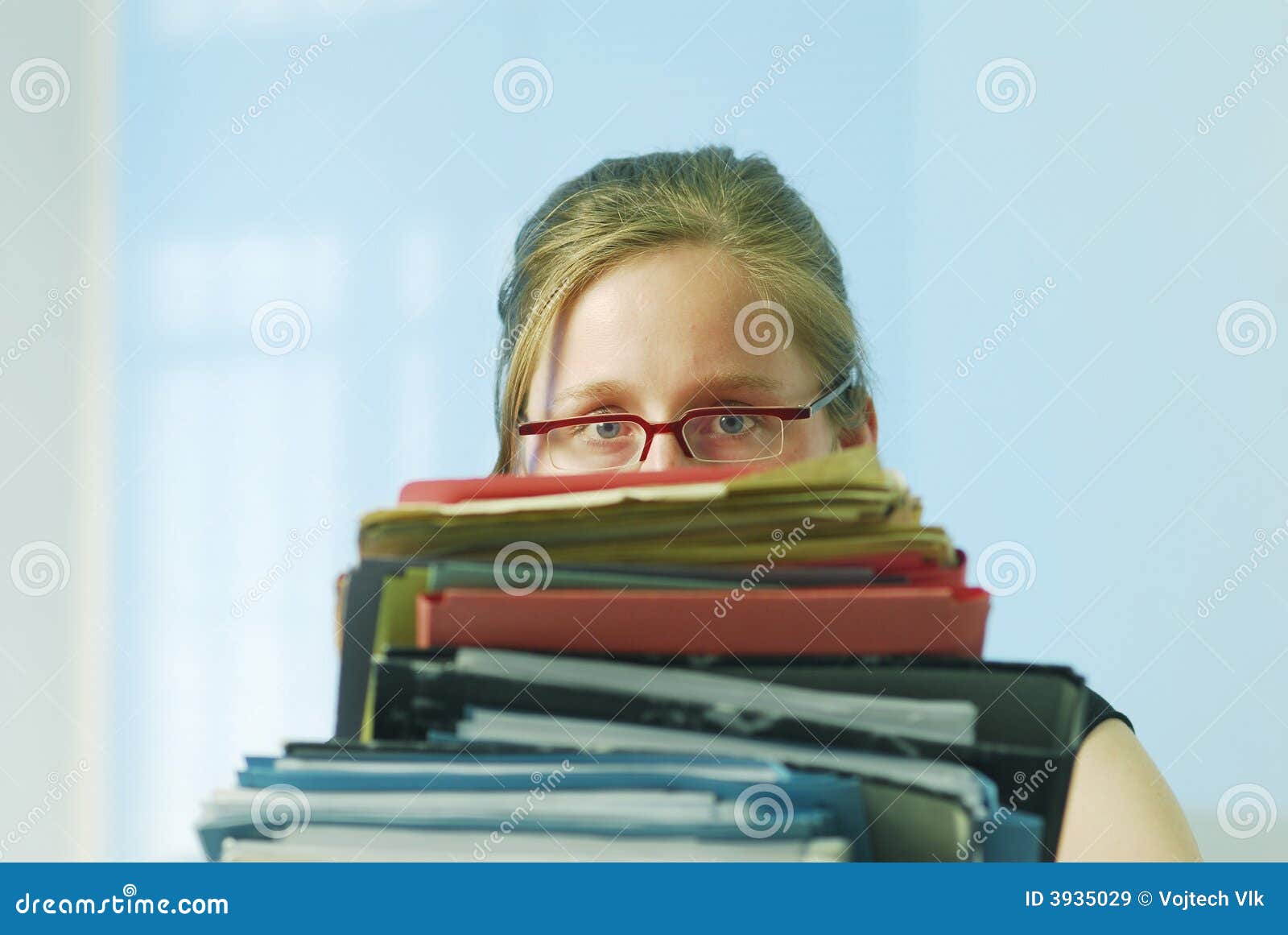 A lot of work stock image. Image of woman, blue, files - 3935029