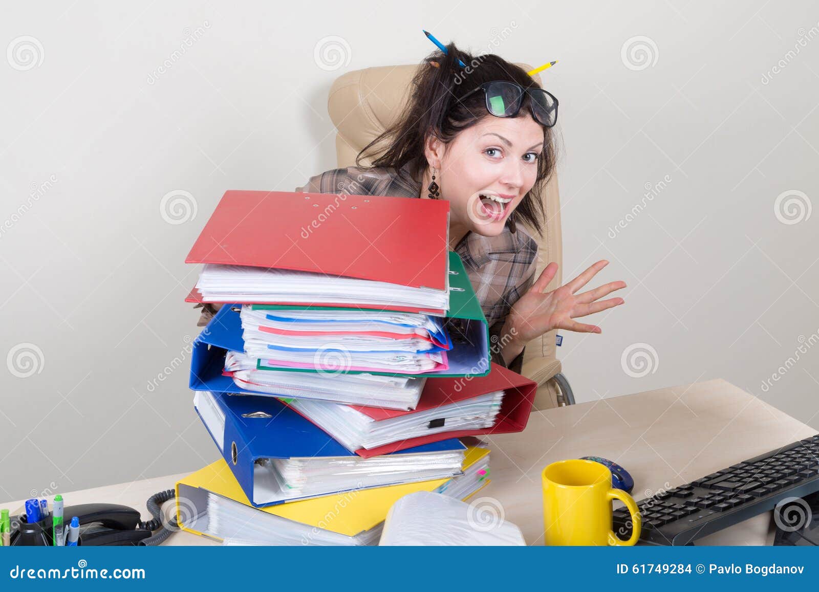 A Lot of Work for Clerk in Office Stock Photo - Image of education ...