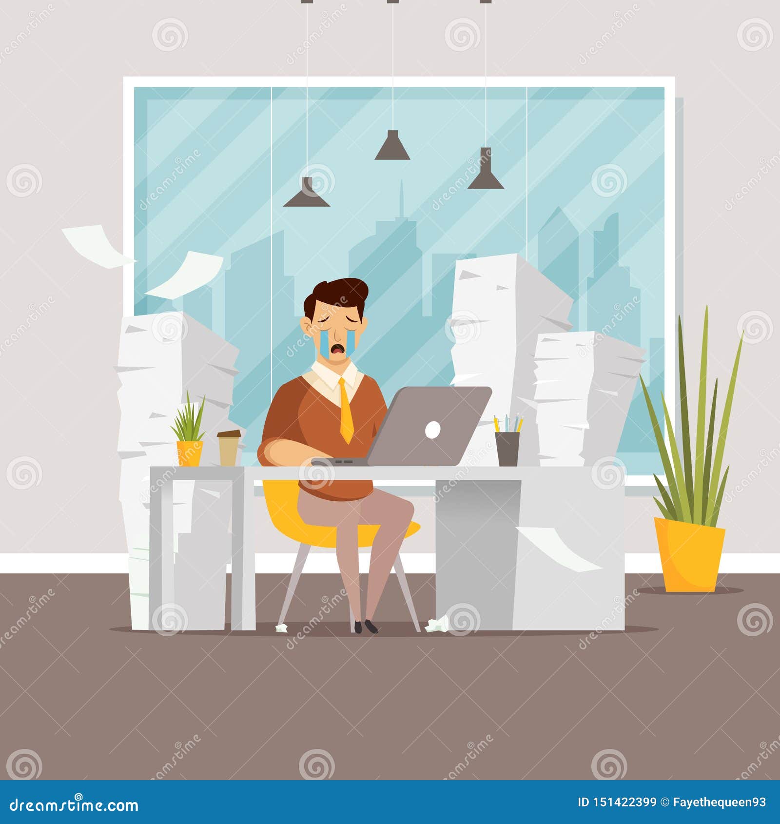 Overwork At Work Line Icon Concept. Overwork At Work Vector Linear ...