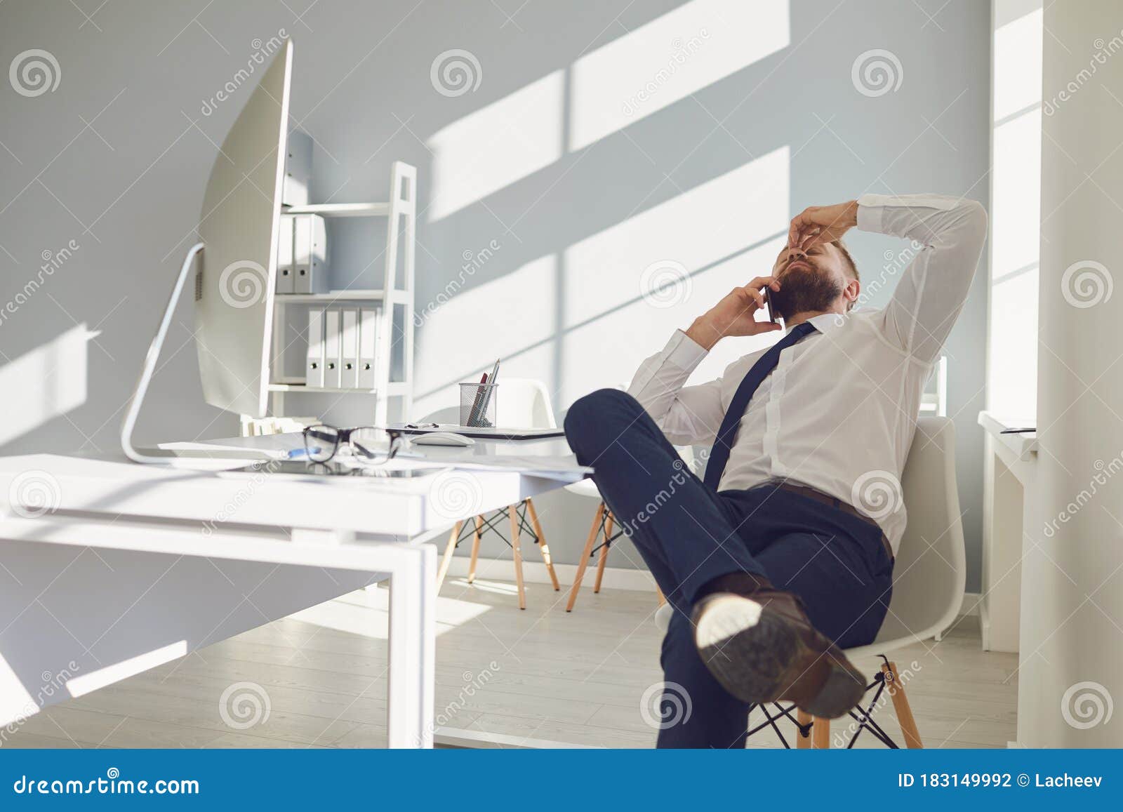 A Lot of Work in the Office. Tired Busy Businessman is Working with ...