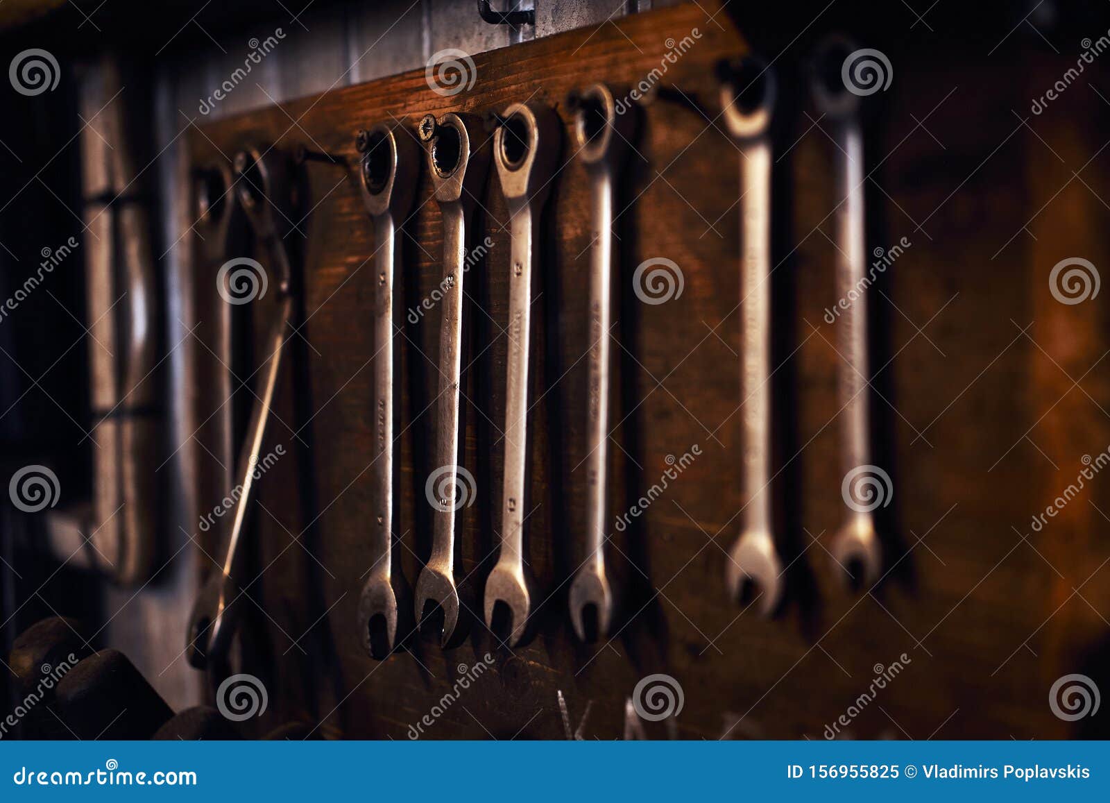A Lot of Wrenches on the Wall at Workshop Stock Image - Image of ...