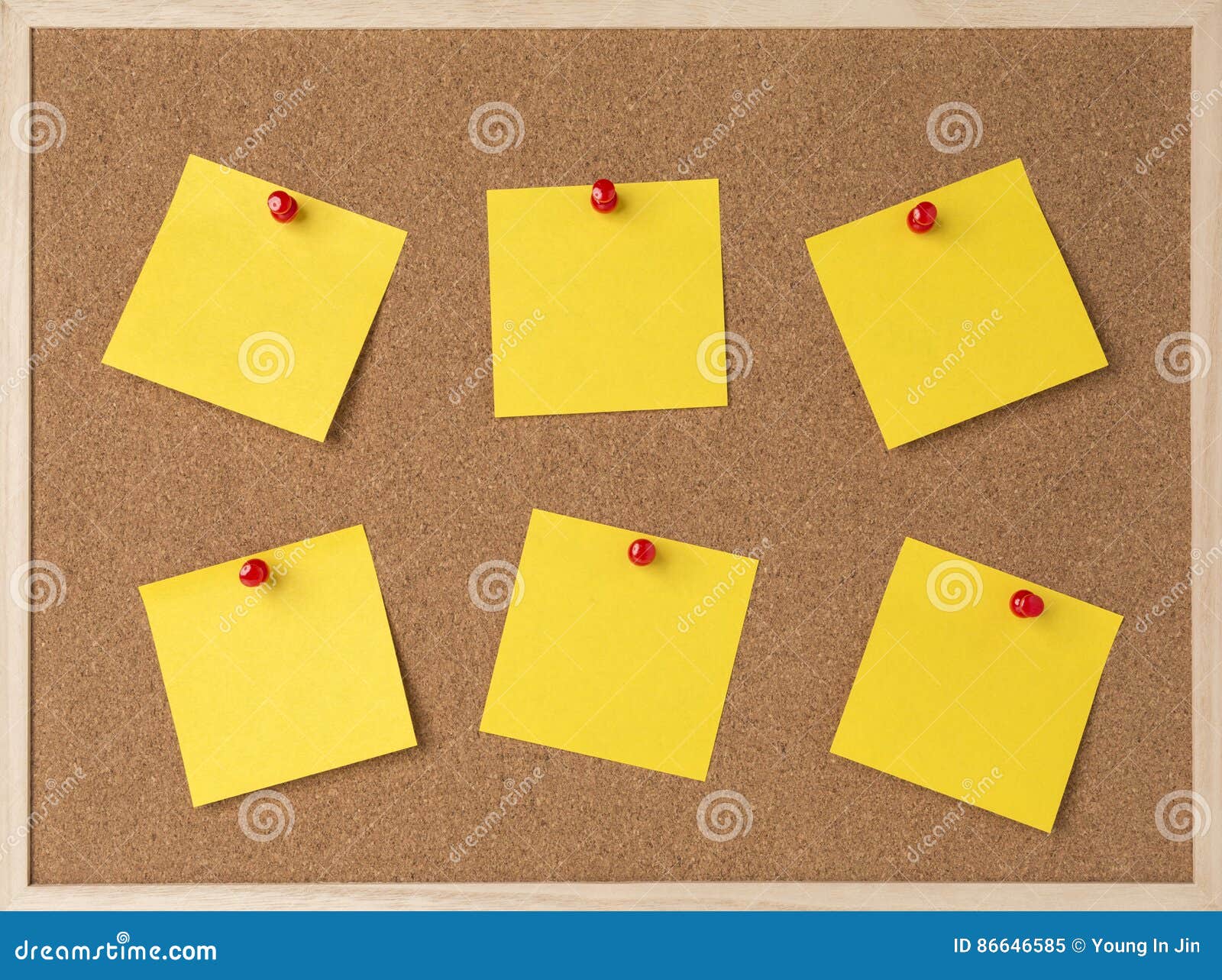 Lot a Yellow Sticky Note on Wooden Frame Cork Board Stock Image - Image ...