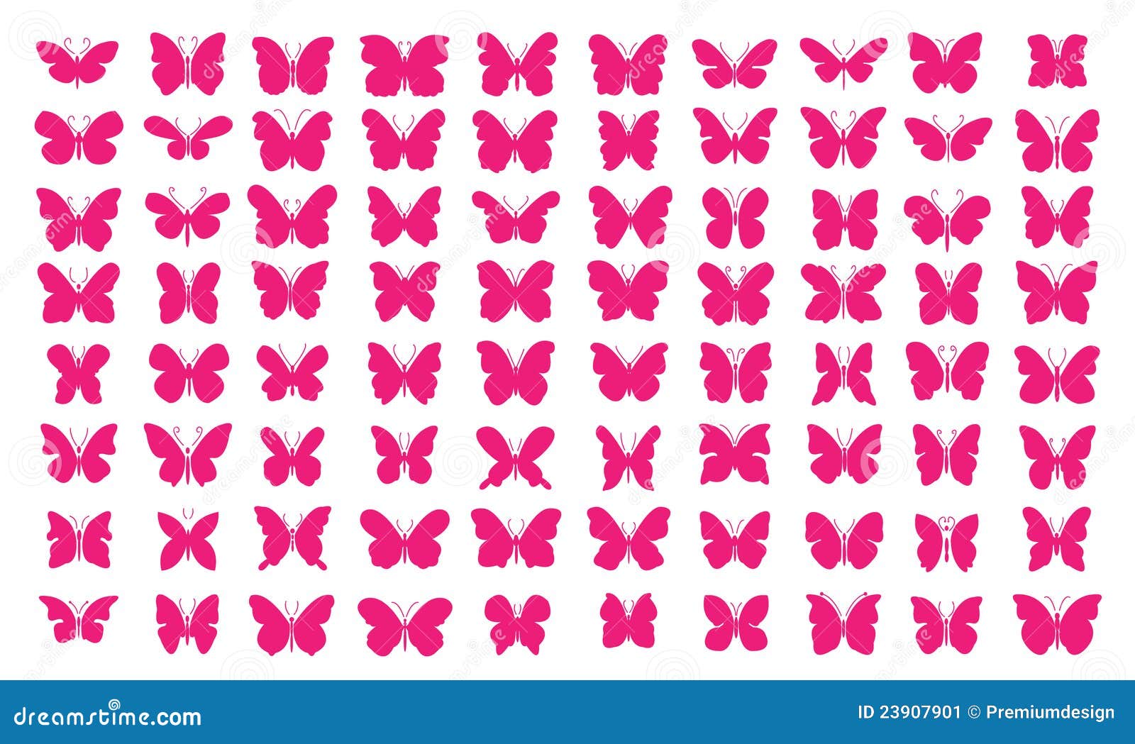 Lotes Das Borboletas - [80 Borboletas Cor-de-rosa] Ilustração do Vetor ...