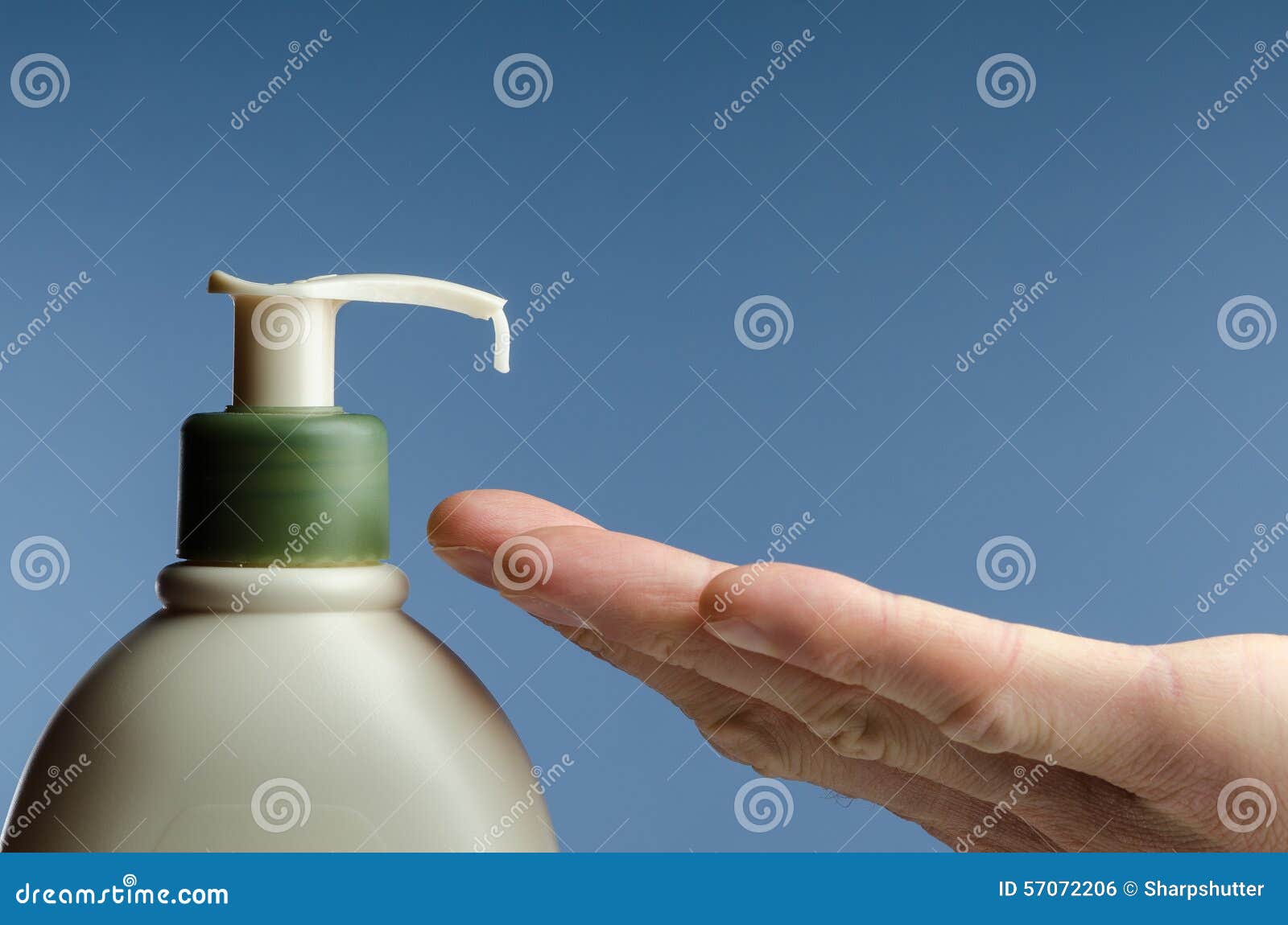 Lotion Dispenser with Drip and Hand Stock Photo - Image of isolated ...