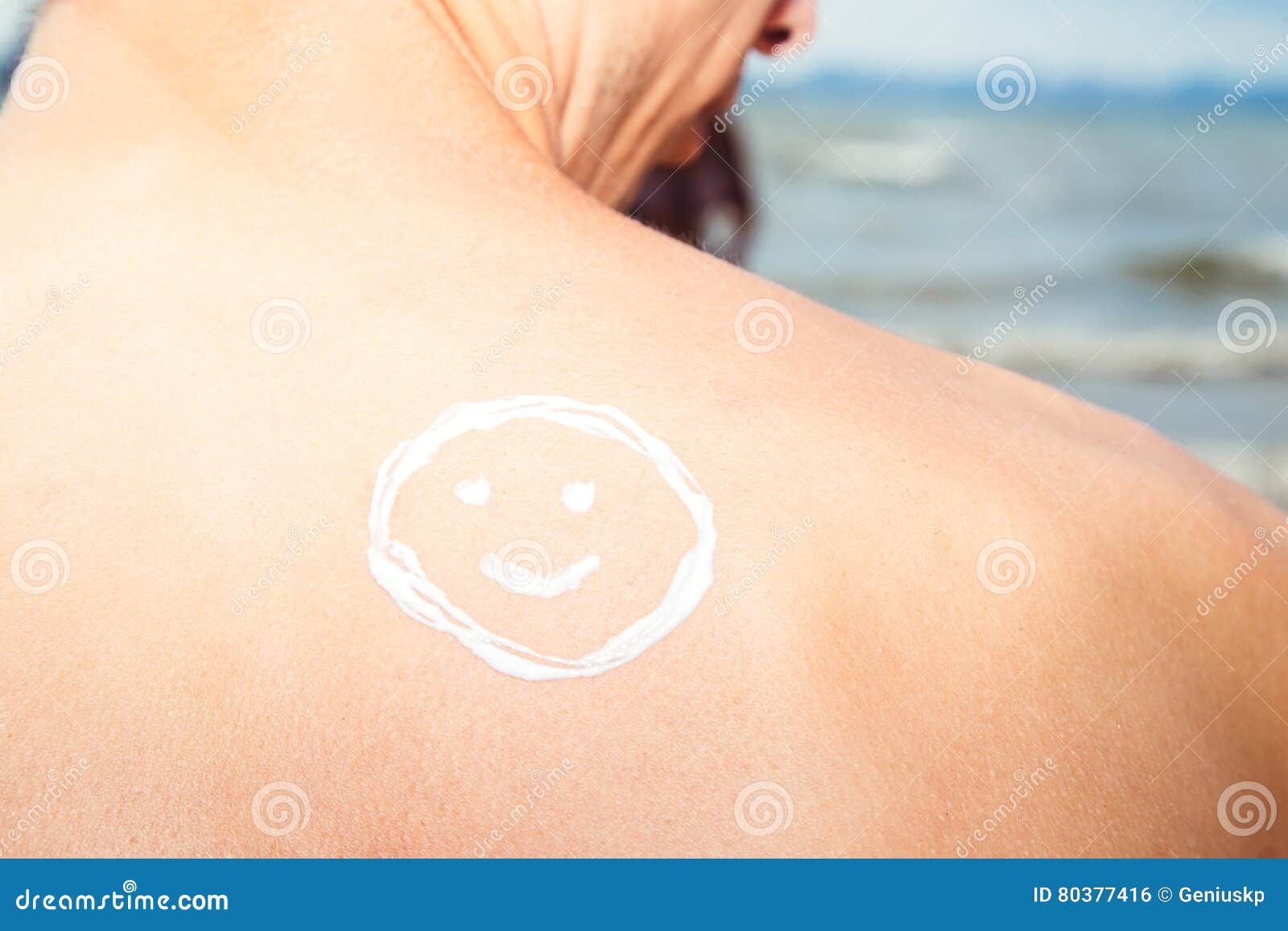 Lotion Man with Sunscreen Smiley Stock Photo - Image of moisturizer ...