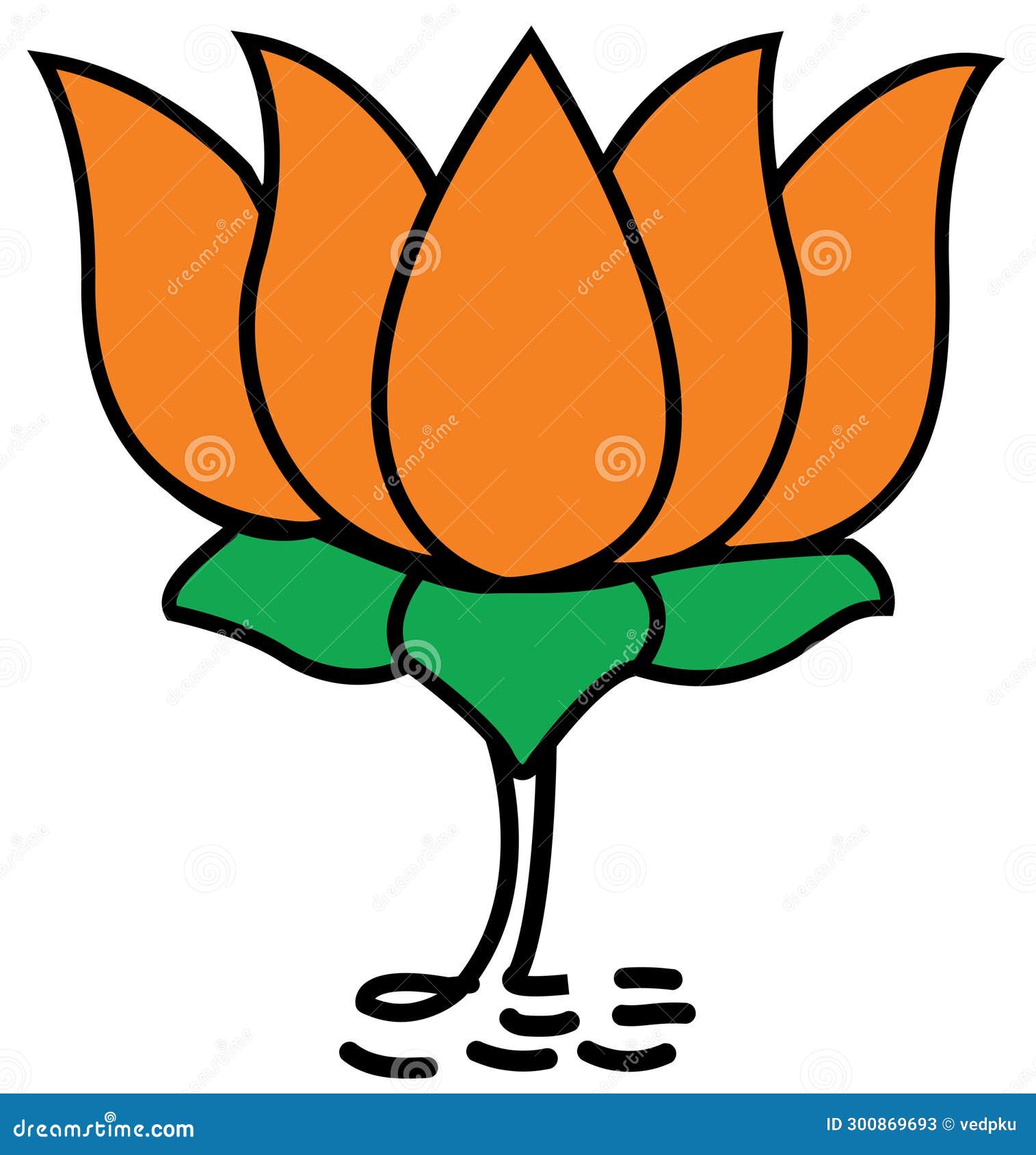 Lotus Flower In Saffron Color Political Party BJP Bhartiya Janata Party ...