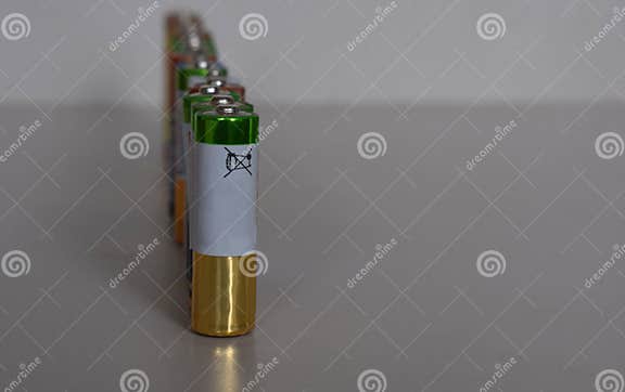 Lots of Batteries in a Column Stock Photo - Image of macro, contact ...