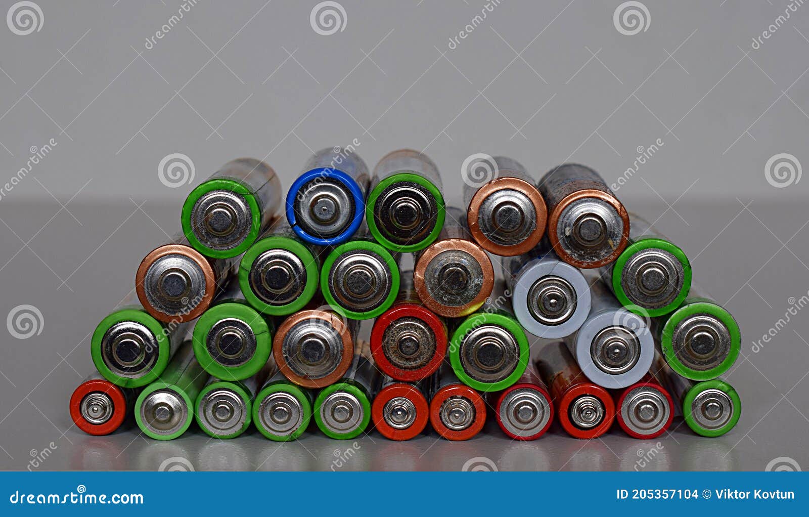 Lots of Batteries in a Column Stock Photo - Image of close, contact ...