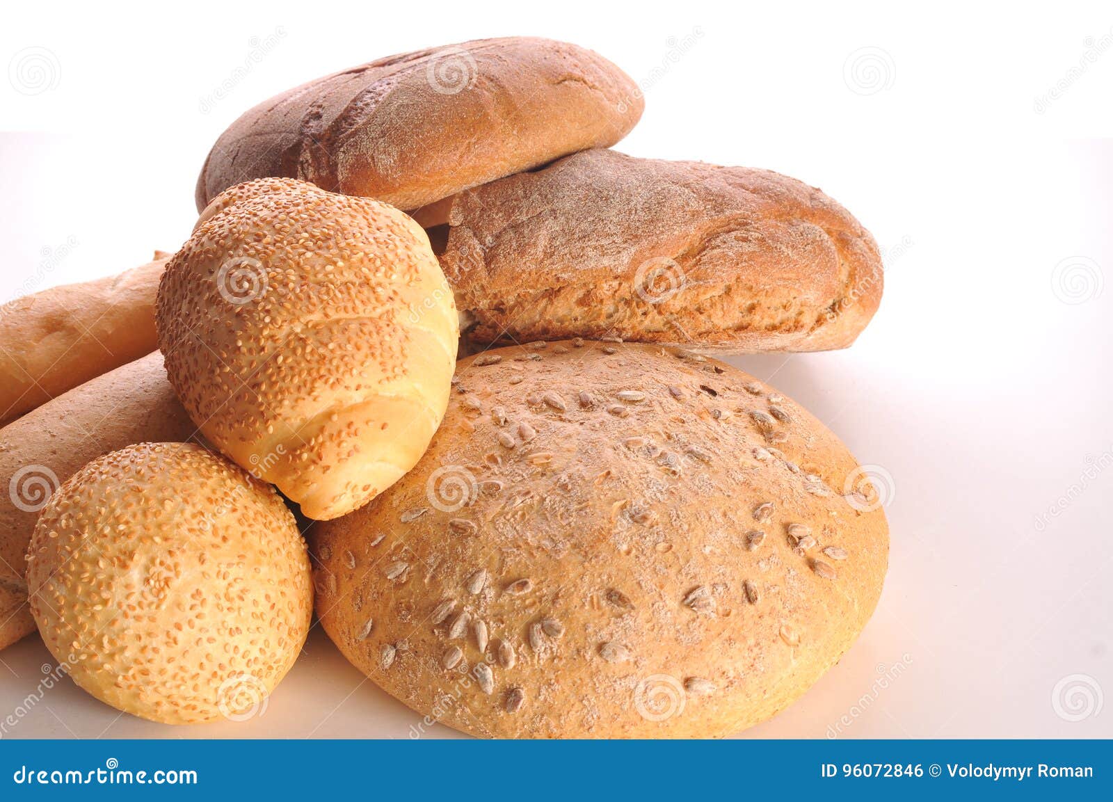 Lots of Bread on a White Background Stock Photo - Image of wheat ...