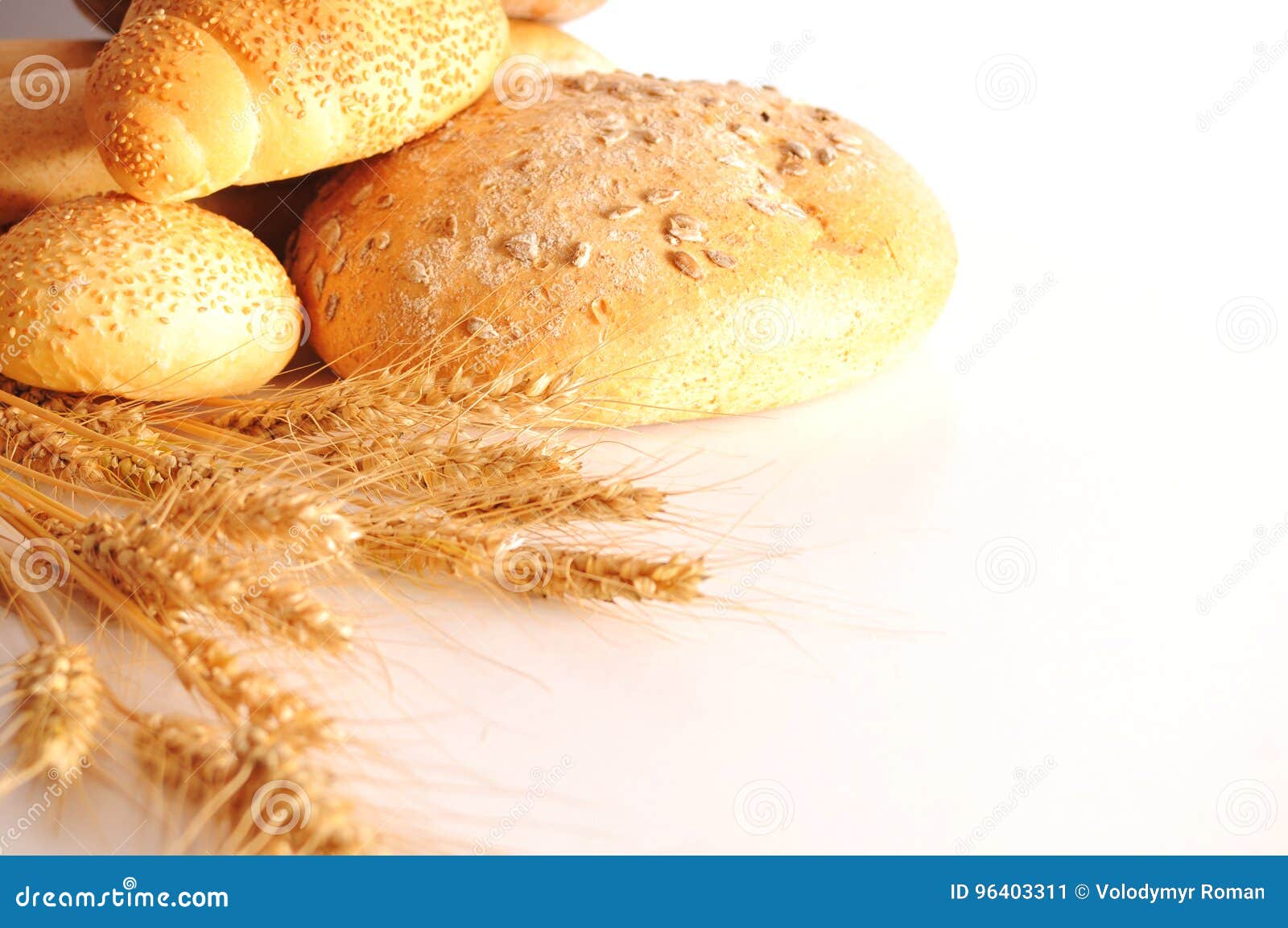 Lots of Bread on a White Background Stock Image - Image of breakfast ...
