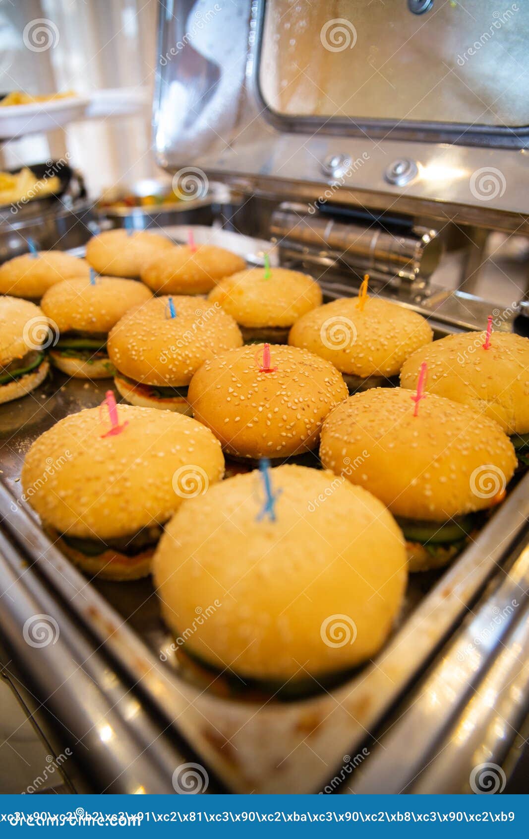 Lots of Burgers on the Buffet Table in the Hotel Restaurant Stock Image ...
