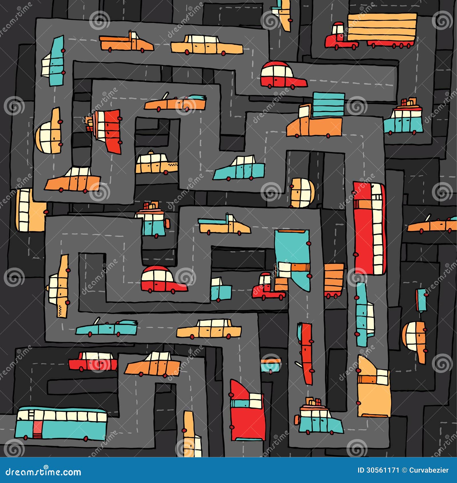 Lots of Cars Driving a Complex Highway Stock Illustration ...