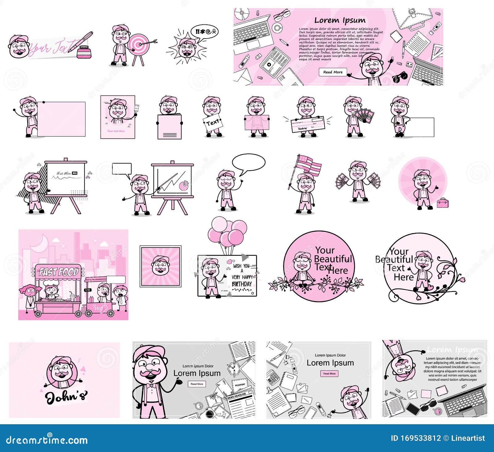 Lots of Cartoon Vendor Character Concepts - Set of Retro Vector ... Lots of Cartoon Vendor Character Concepts - Set of Retro Vector ...