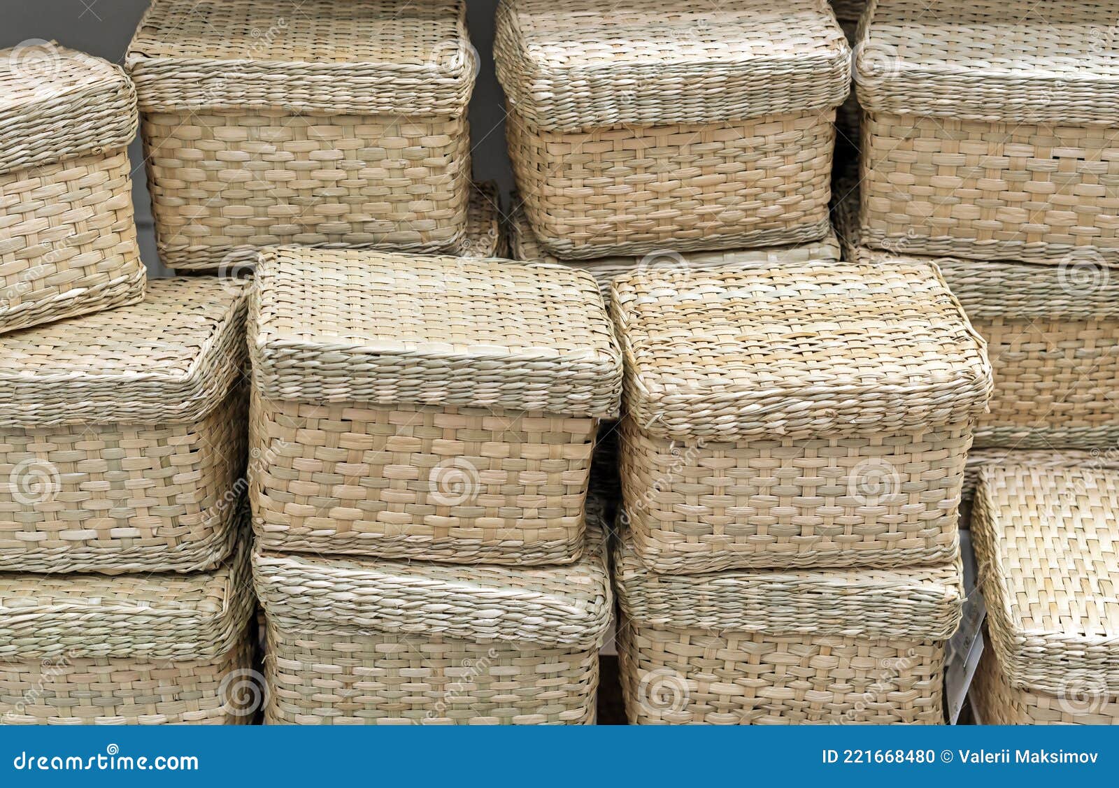 Lots Caskets with Lids, Woven of Seaweed Stock Photo - Image of ...