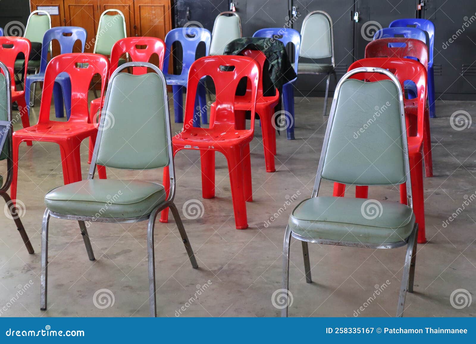 Lots of Chairs Lined Up, Empty Space, Room for Organizing. Stock Image ...