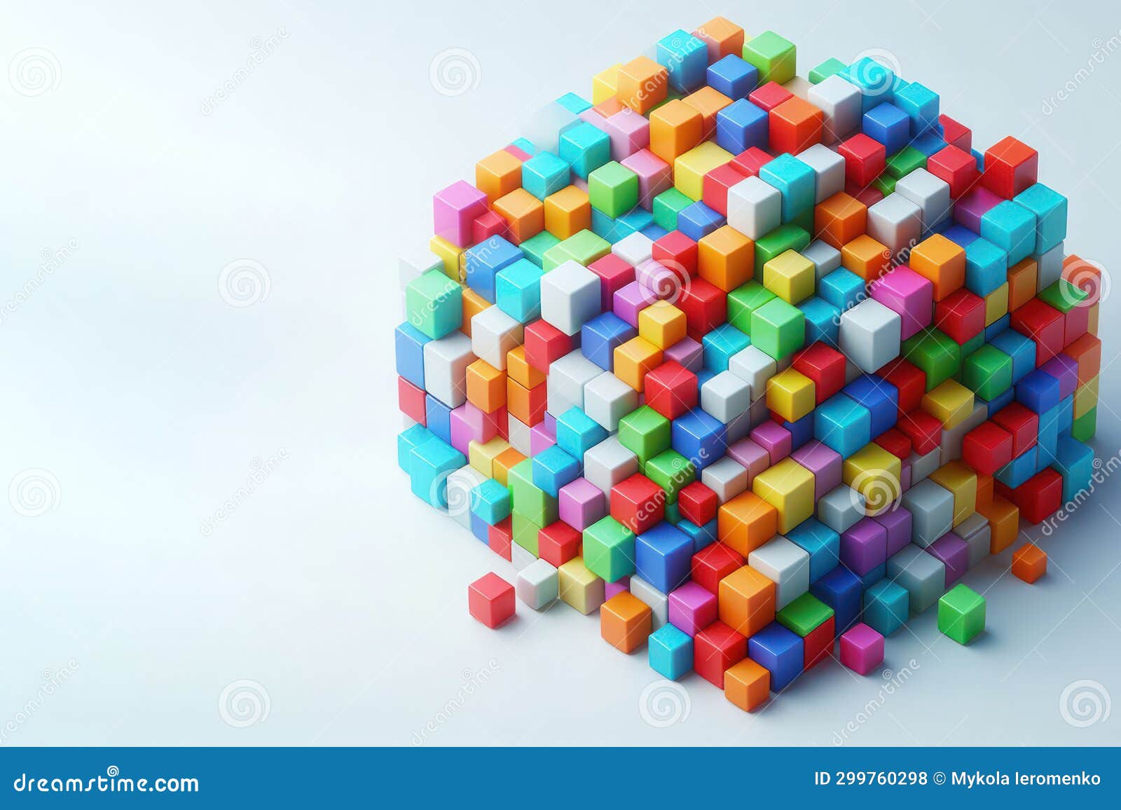 Lots of Colorful, Small Cubes Stacked in a Pile. Space for Text. Stock ...