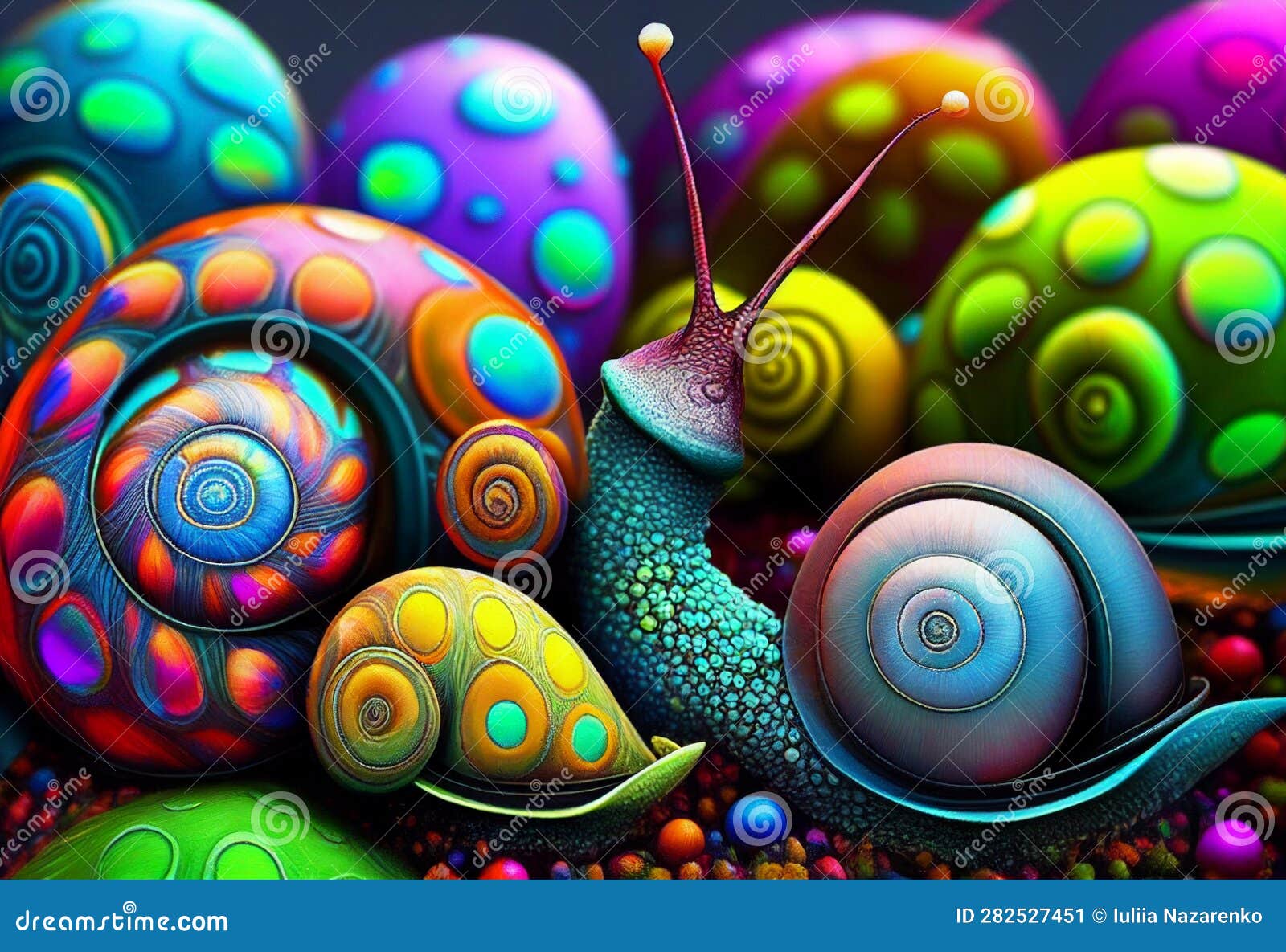 Lots of Colorful Snails. AI Generated Stock Illustration - Illustration of wildlife, curious ...