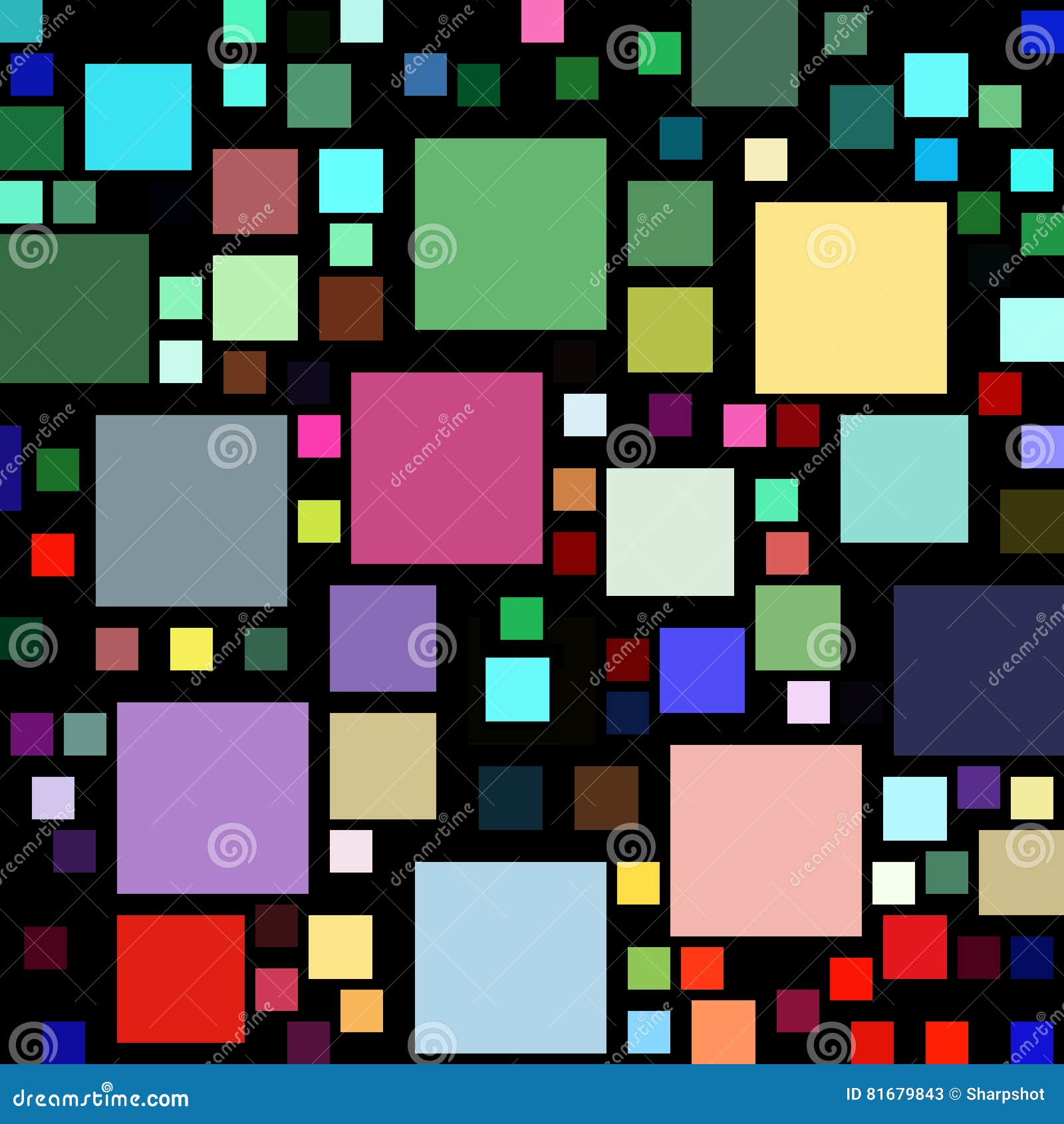 Lots of Colorful Square Shapes on Black. Stock Illustration ...