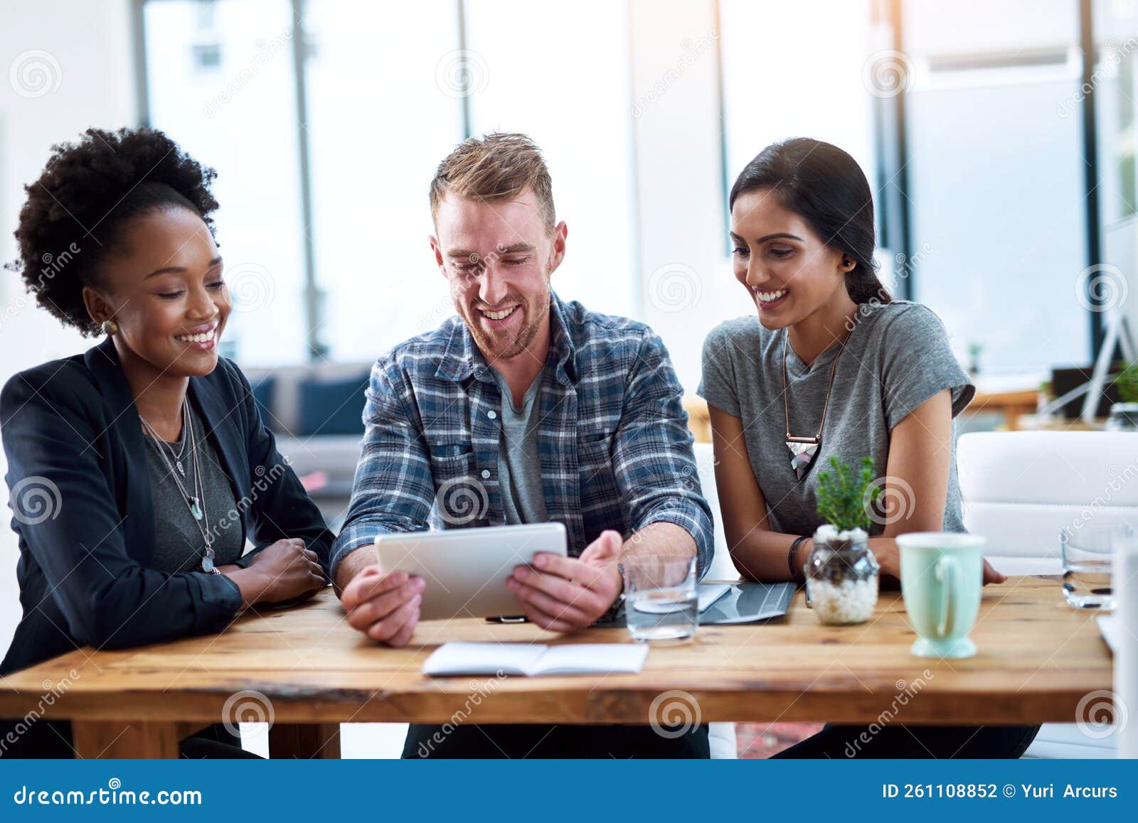 Lots of Creative Input Here. a Team of Young Colleagues Using a Digital ...