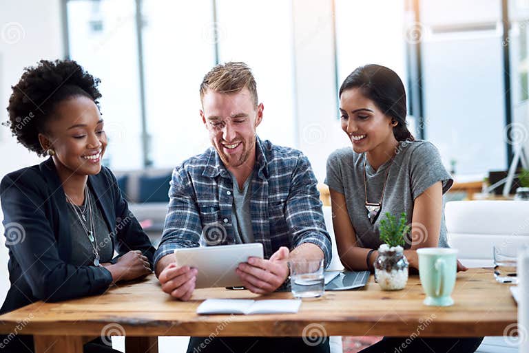 Lots of Creative Input Here. a Team of Young Colleagues Using a Digital ...