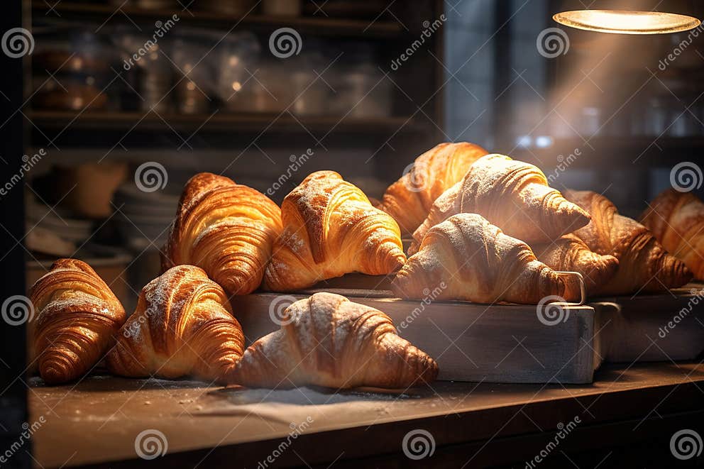 Lots of Croissants on Table Stock Image - Image of liquid, routine ...