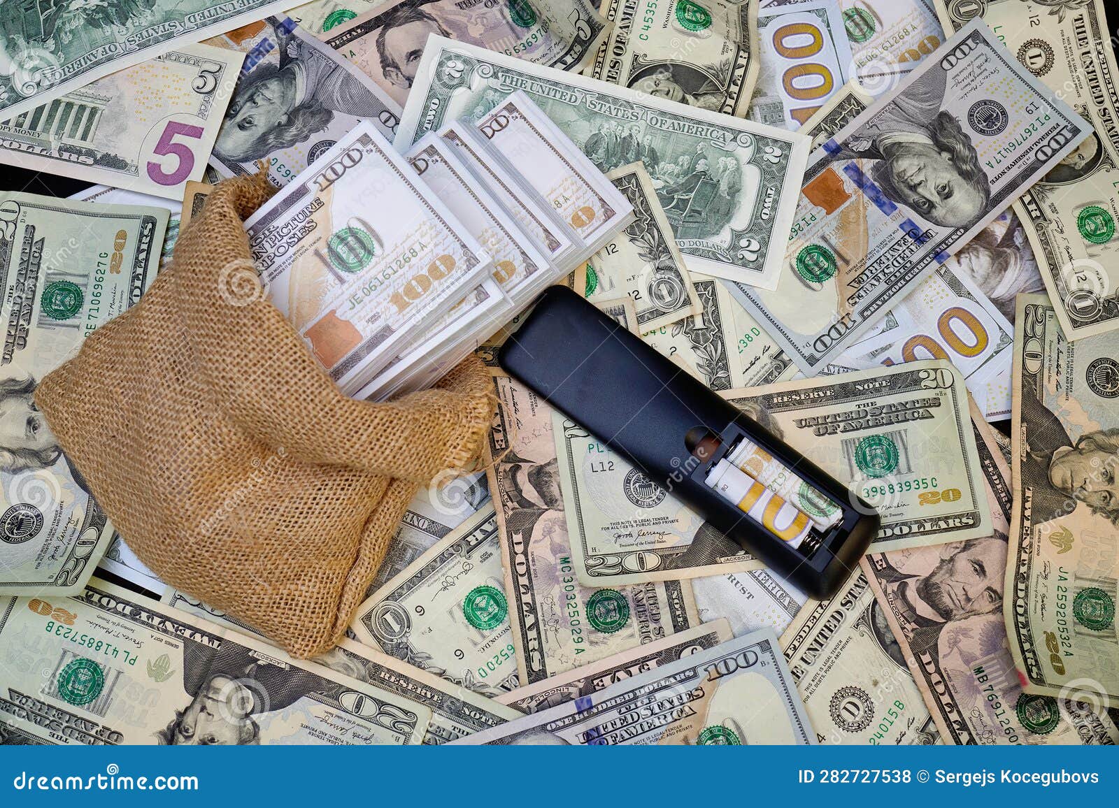 Lots of Different Dollar Bills on the Table Background Texture Stock ...