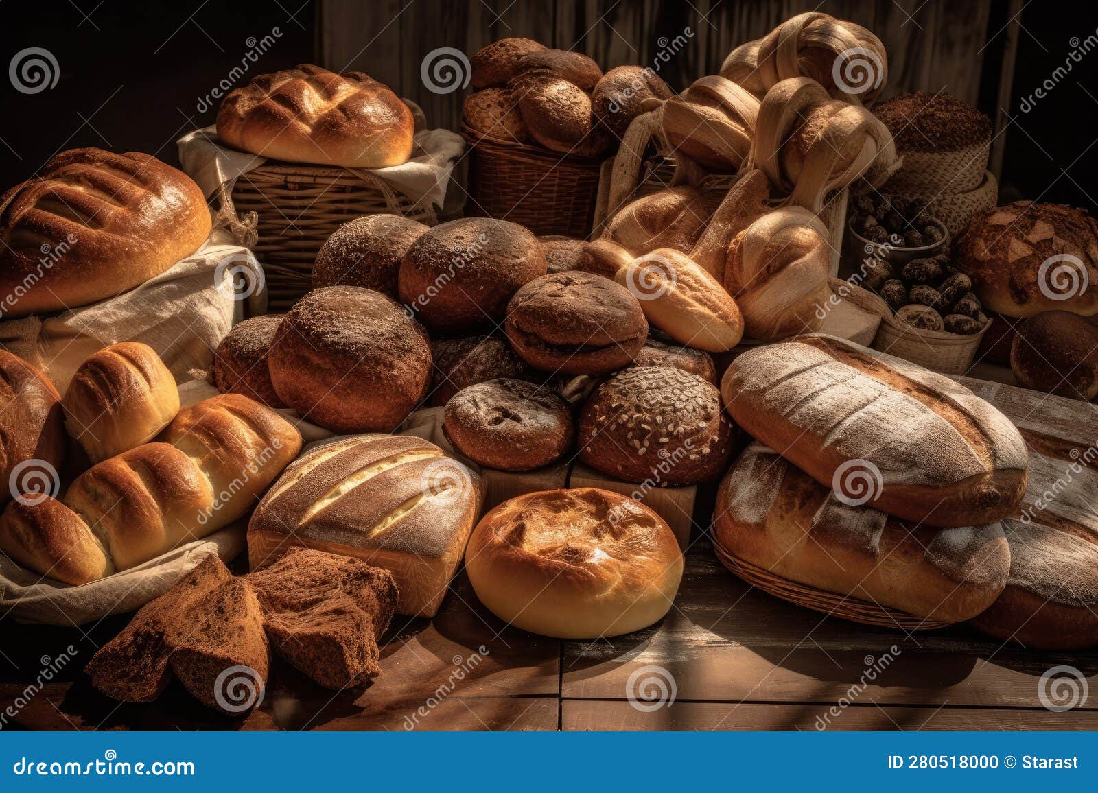 Lots of Different Fresh Bread in the Bakery, AI Generated Stock ...