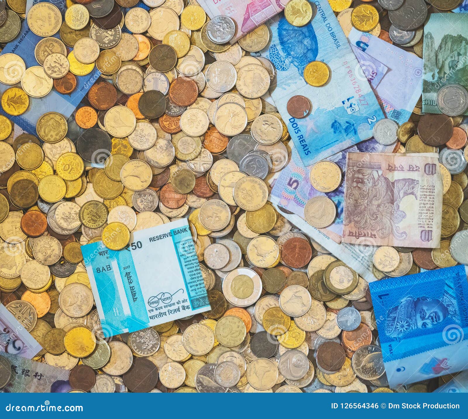 Banknotes and coins. stock photo. Image of europe, finance - 126564346