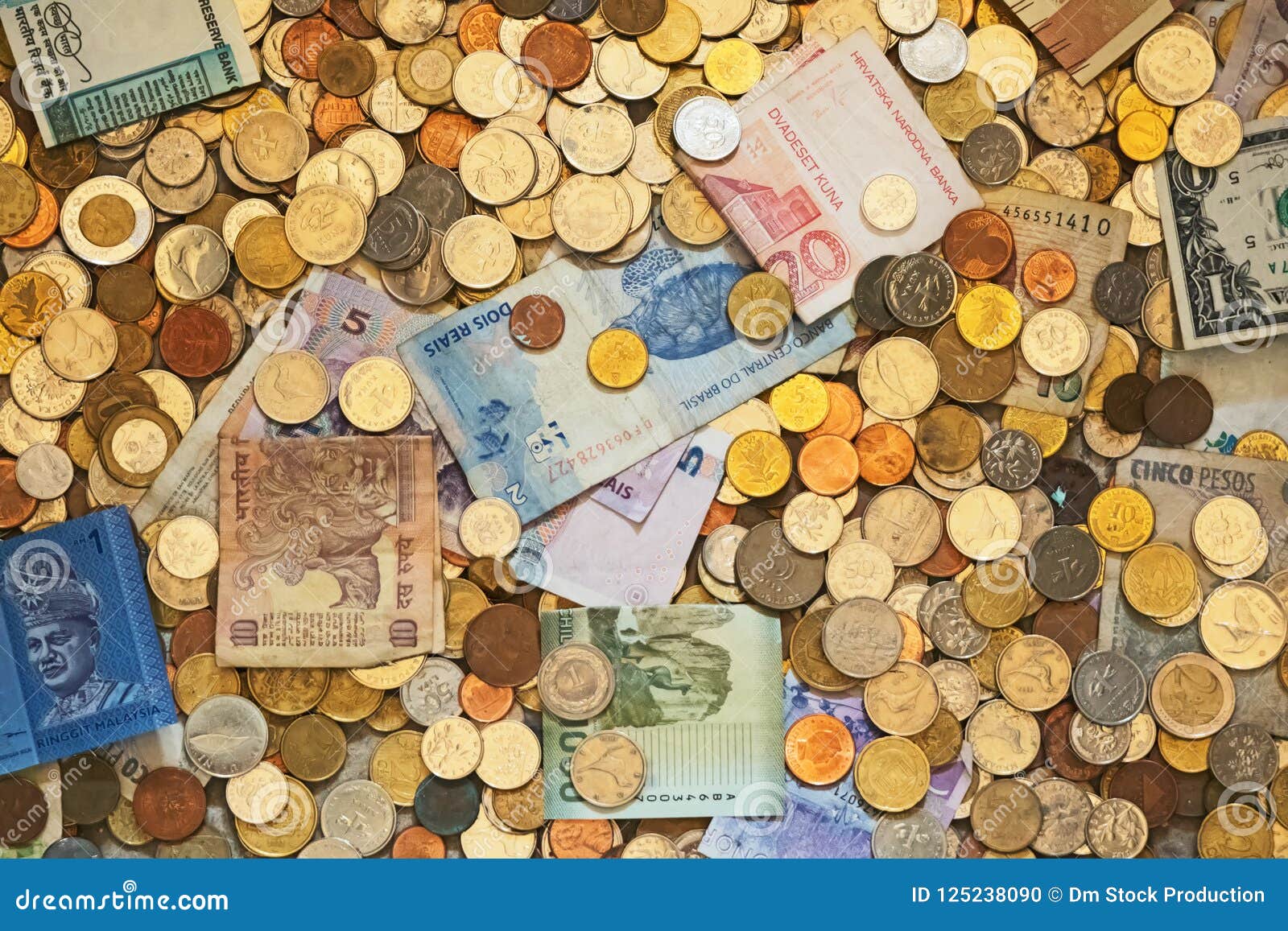 Lots of different money. stock photo. Image of banknote - 125238090