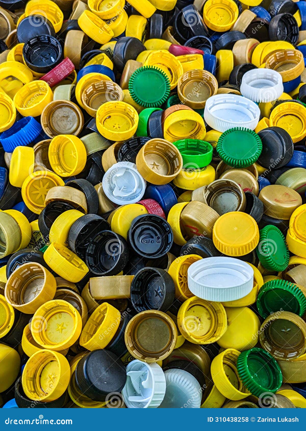 Lots of Different Plastic Bottle Caps. Garbage Sorting Stock Photo ...