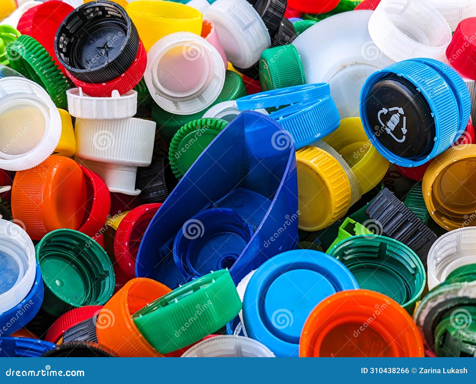 Lots of Different Plastic Bottle Caps. Garbage Sorting Stock Photo ...