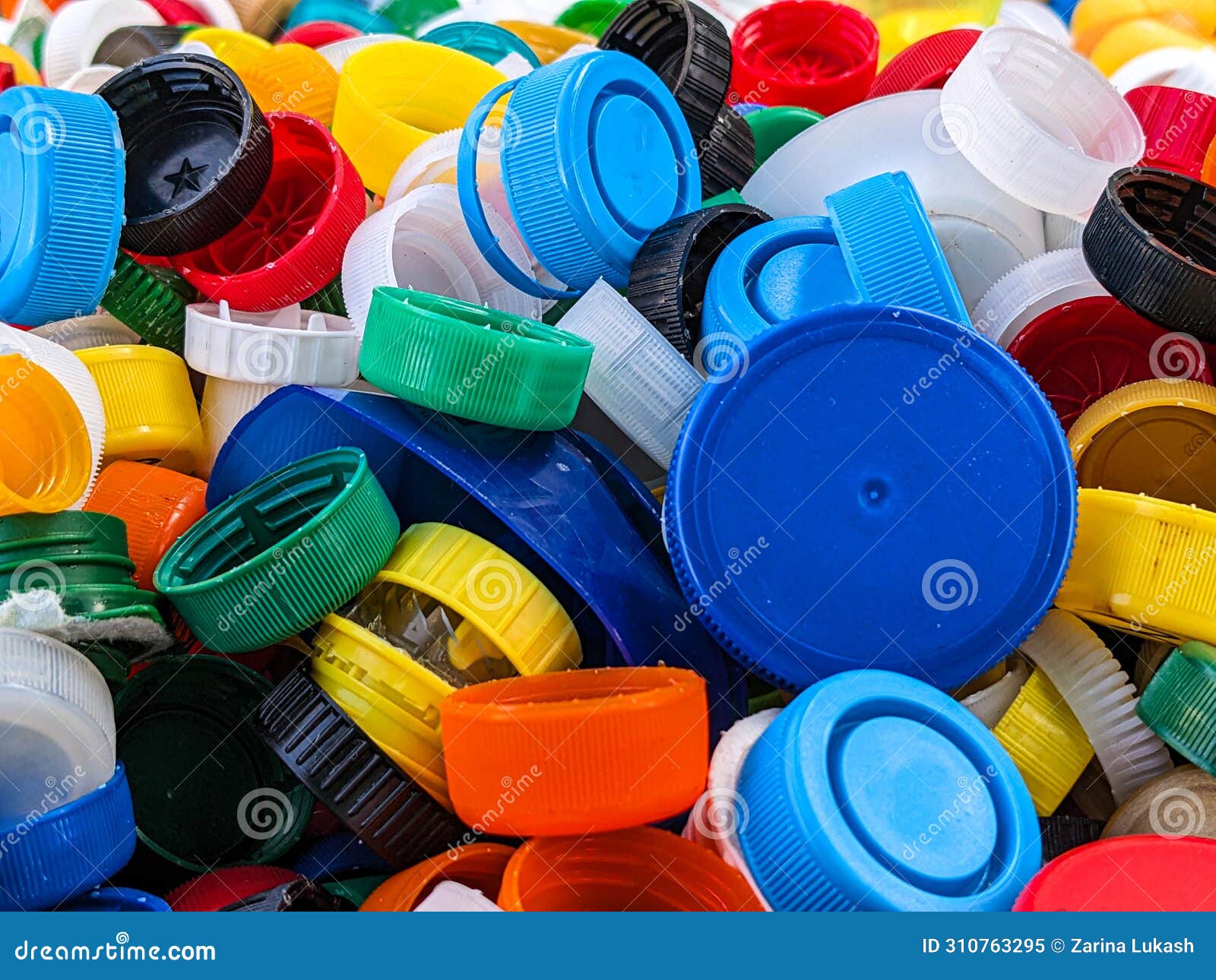 Lots of Different Plastic Bottle Caps. Garbage Sorting Stock Image ...