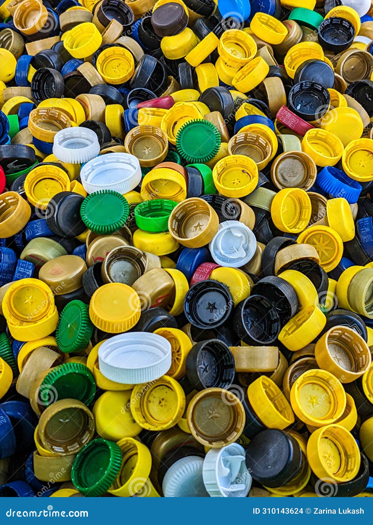 Lots of Different Plastic Bottle Caps. Garbage Sorting Stock Photo ...
